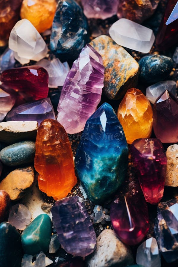 Crystals of Different Shapes and Different Colors. Generative AI, Stock ...