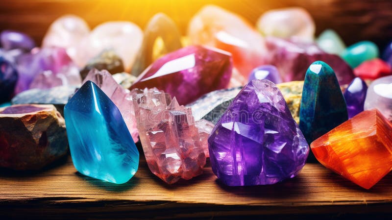 Crystals of Different Shapes and Different Colors. Generative AI, Stock ...