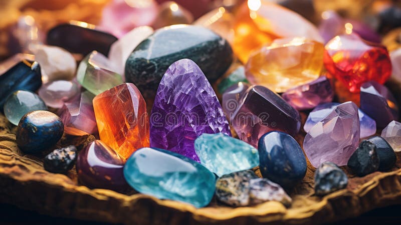 Crystals of Different Shapes and Different Colors. Generative AI, Stock ...