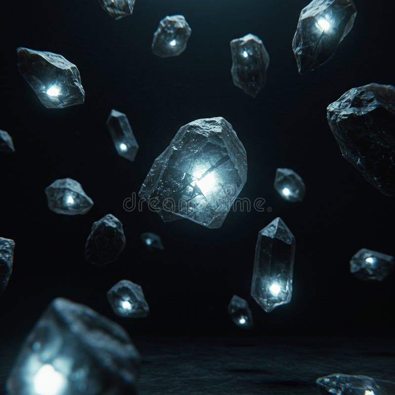 Crystals Floating in a Dark Environment, Each Emitting a Soft, Internal ...