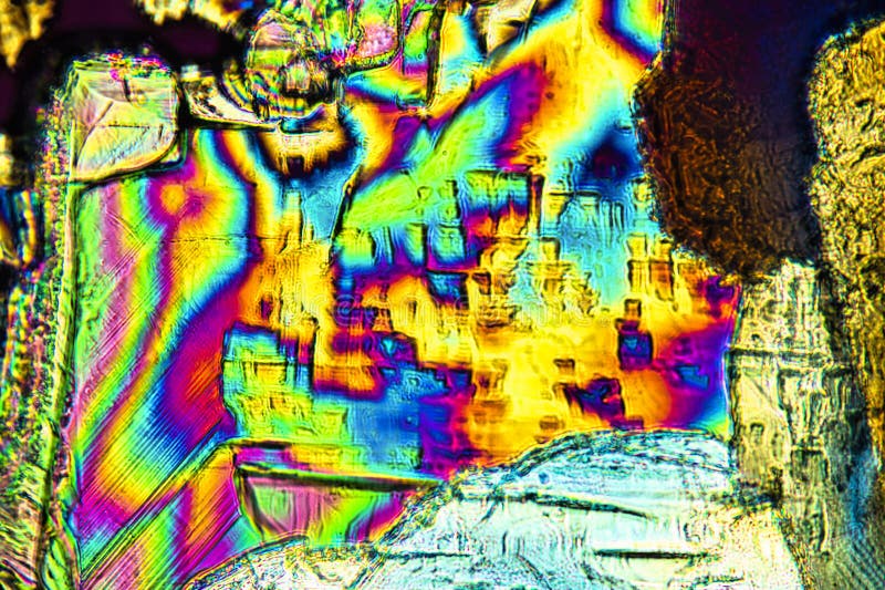 Crystals of Glycine in Solid Shapes Under a Polarizing Microscope Stock ...
