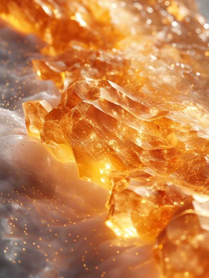 Crystals and Gold Nuggets on the Surface of the Mountain. Stock ...