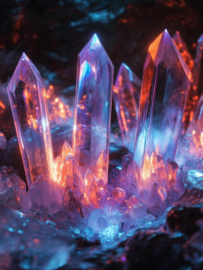 Crystals Growing in a Lab Setup Illuminated from Below Showcasing ...