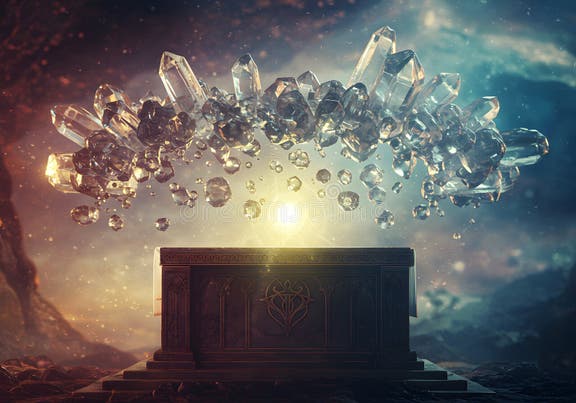 Crystals Hovering Over Ancient Box Stock Illustration - Illustration of ...