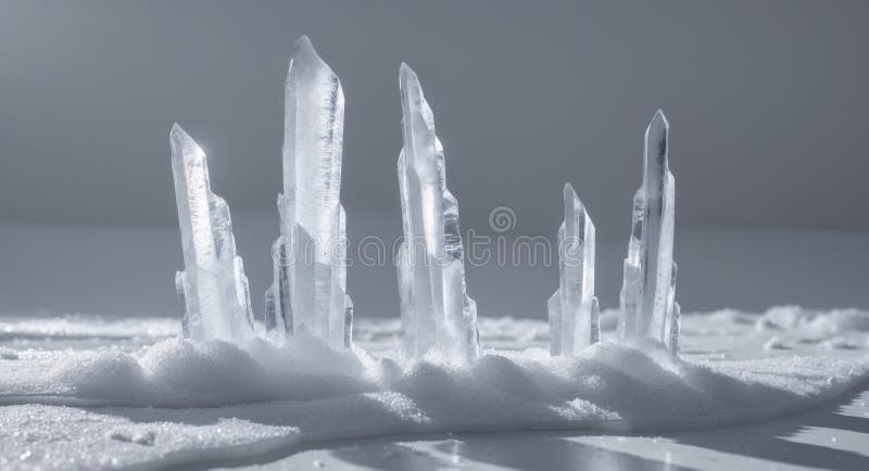 Crystals on the Ice Surface. a Serene Arctic Landscape with Sharp ...