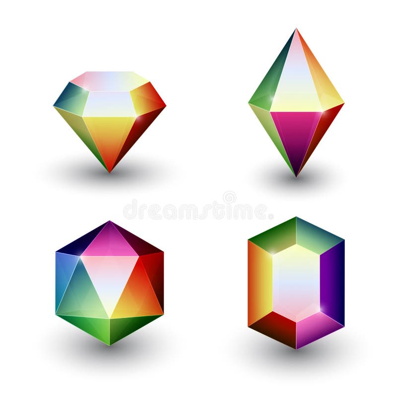 Crystals icons set stock vector. Illustration of pink - 112469003