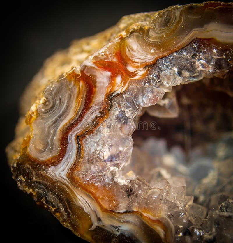 Geode With Crystals Of Light-blue Color. Cross Section Of Natural Stone ...