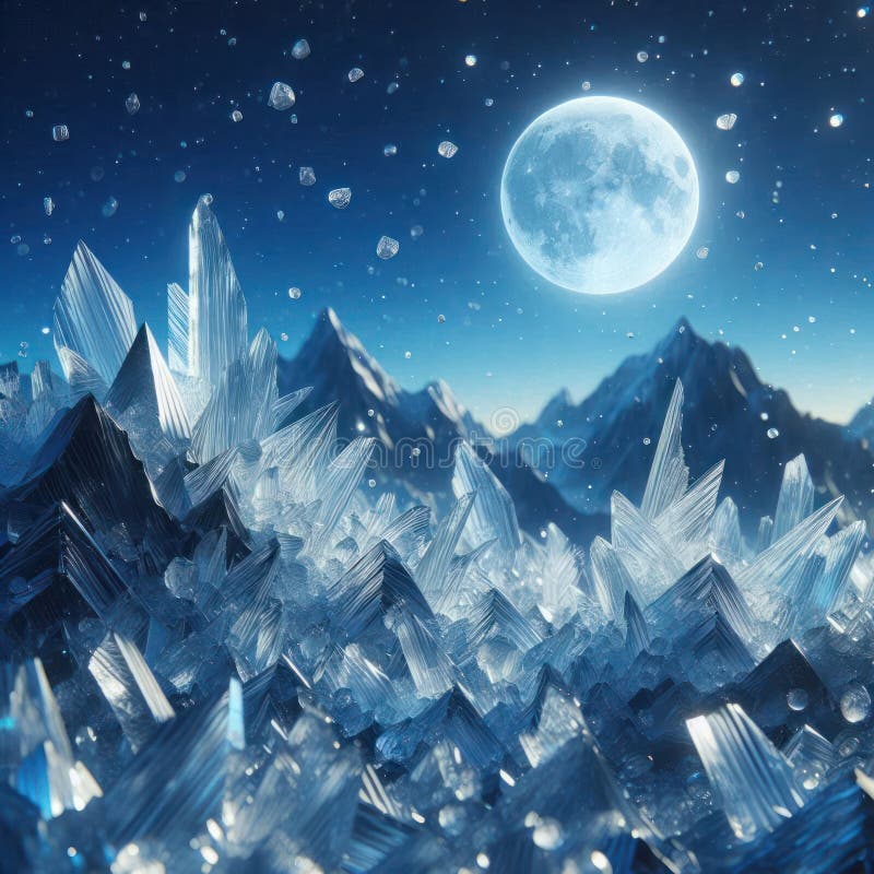 Crystals and Mountains Under the Moon. Stock Photo - Image of cool ...