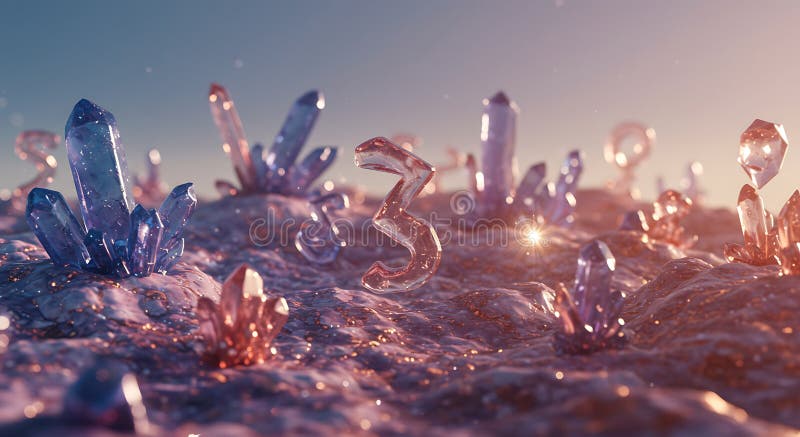 Crystals and Numbers on Textured Surface with a Warm Light Stock ...