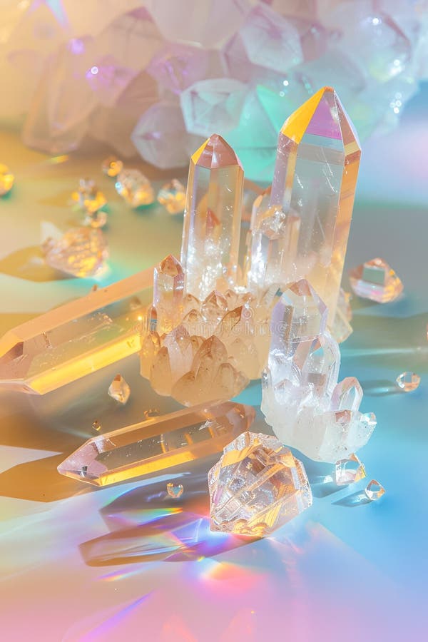 Crystals on Pastel Background Stock Image - Image of minerals, ethereal ...