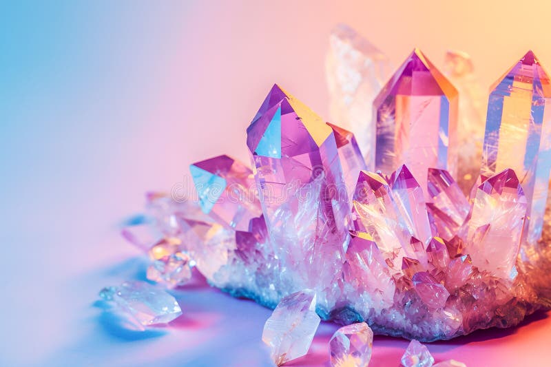 Crystals on Pastel Background Stock Photo - Image of amethyst ...