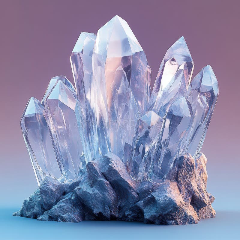 Crystals and Rock Formation Stock Illustration - Illustration of clear ...