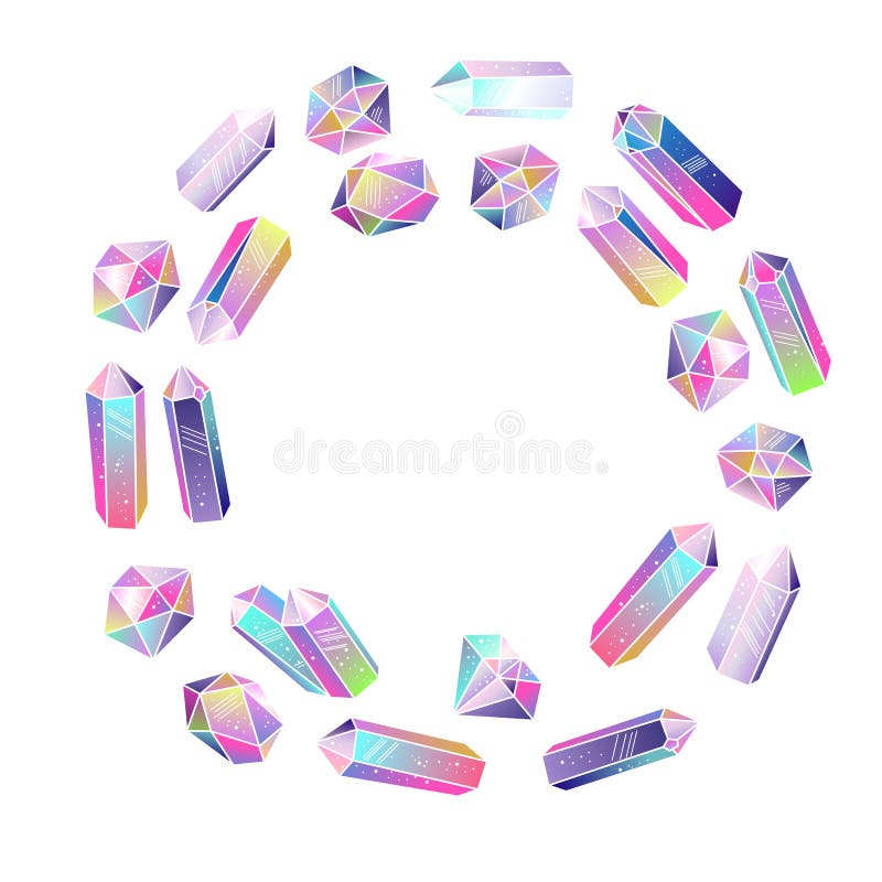 Crystals Round Frame Isolated Vector Stock Vector - Illustration of ...