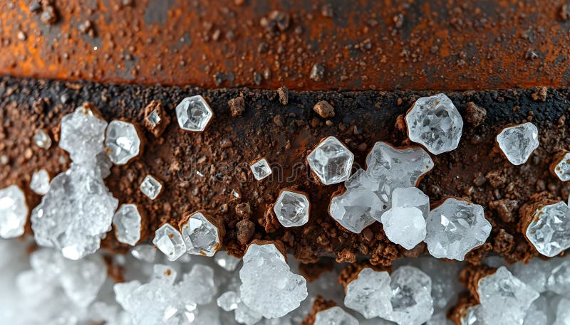 Crystals on Rust: a Study in Contrast and Microscopic Beauty Stock ...