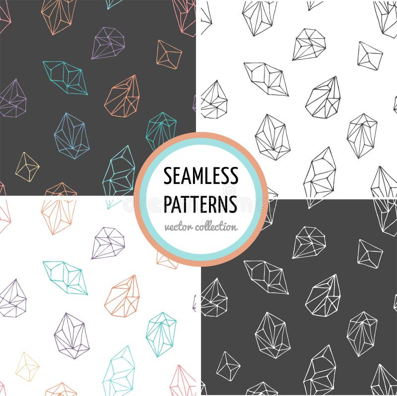 Crystals - Seamless Hand Drawn Patterns Collection Stock Vector ...