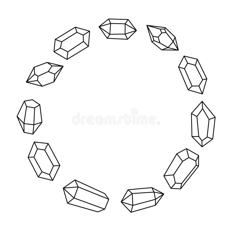 Crystals Set in Circle. Magic Gem Stones, Diamond Stock Illustration ...