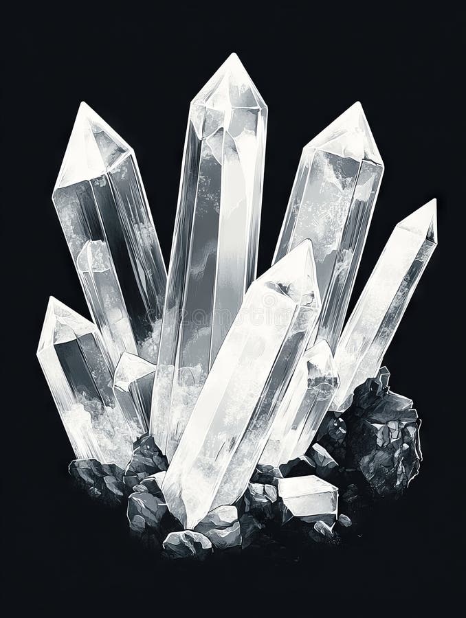 Crystals Sparkle on a Black Background Stock Illustration ...