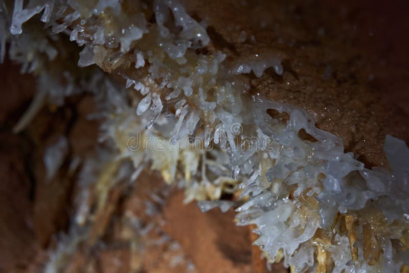 Crystals on Speleothemes in a Cave Stock Image - Image of moonmilk ...