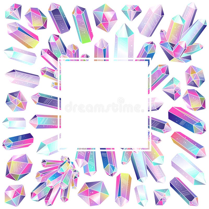 Crystals Square Round Frame Isolated Vector Stock Vector - Illustration ...