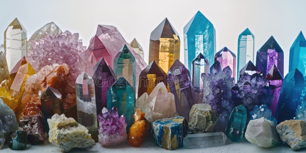 Crystals on Table stock image. Image of gemstones, crystals - 377863115