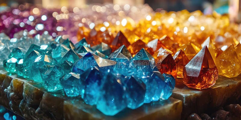 Crystals on table stock photo. Image of gemstone, science - 381843076