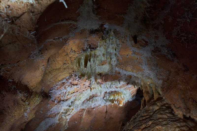 Crystals on Speleothemes in a Cave Stock Image - Image of moonmilk ...
