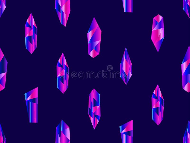 Crystals with Violet Gradient Seamless Pattern. Minerals, Design ...