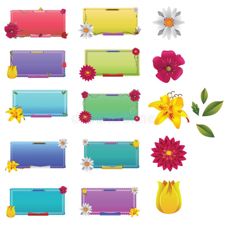 Flower labels stock illustration. Illustration of flat - 58048597