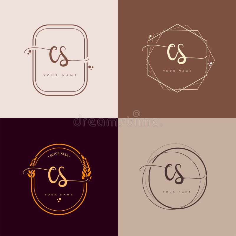 CS Initial Handwriting Logo Vector Sets. Hand Lettering Initials Logo ...