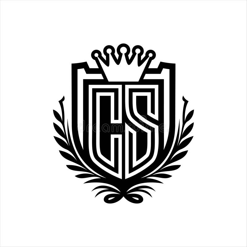 CS Logo Heraldic Shield Shape with Crown, Vintage Crest on White ...