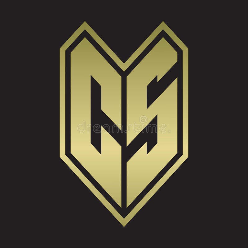 CS Logo Monogram with Emblem Line Style Isolated on Gold Colors Stock ...