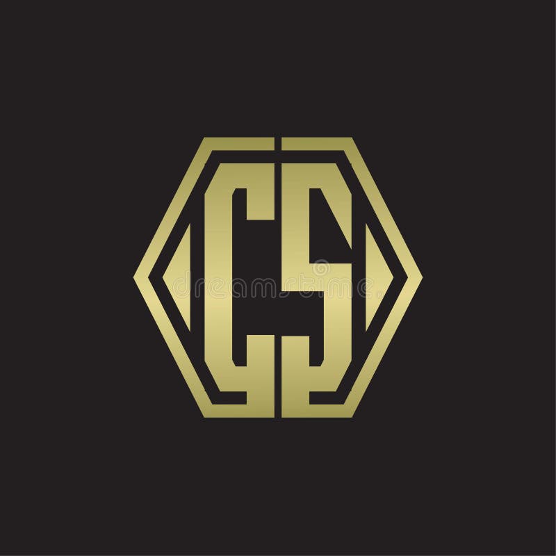 CS Logo Monogram with Hexagon Line Rounded Design Template with Gold ...