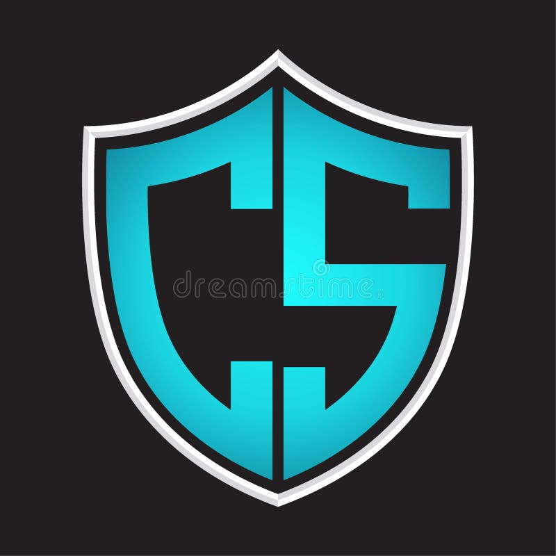 CS Logo Monogram with Shield Shape Isolated Blue Colors on Outline ...