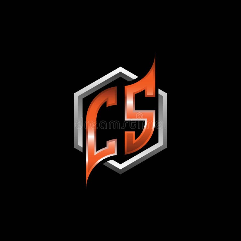 CS Monogram Geometric Orange with Hexagonal Rounded Stock Vector ...