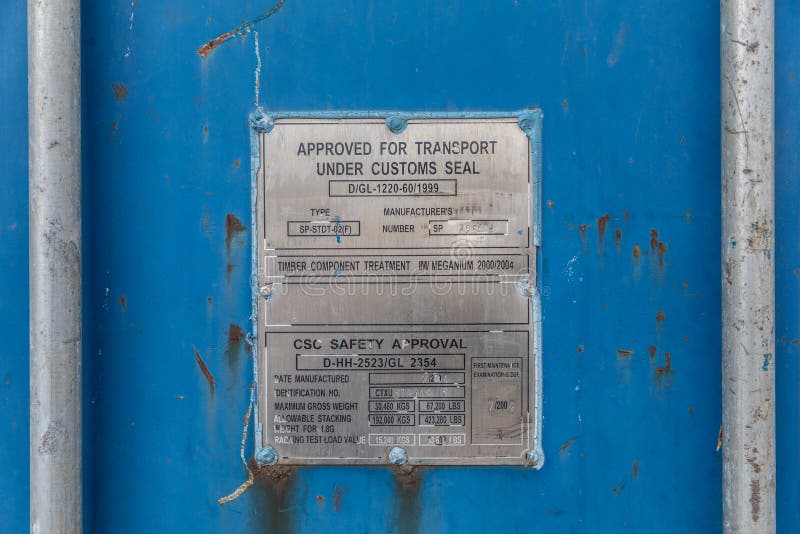 CSC Plate on Blue Container Editorial Image - Image of steel ...