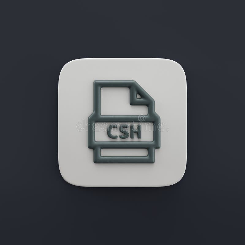 Csh File 3d Icon, Outilne File Type Icon in Grey Color on a Button ...