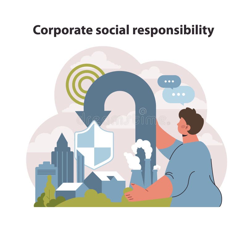 CSR Commitment Concept Illustration. a Figure Upholds Environmental Integrity Amidst Urban ...