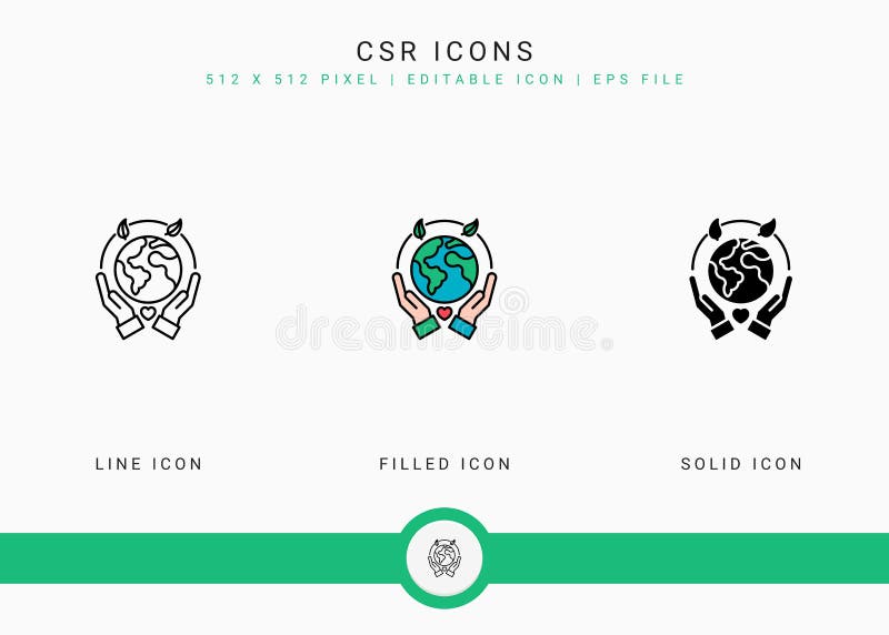 CSR Icons Set Vector Illustration with Solid Icon Line Style. Life Give ...