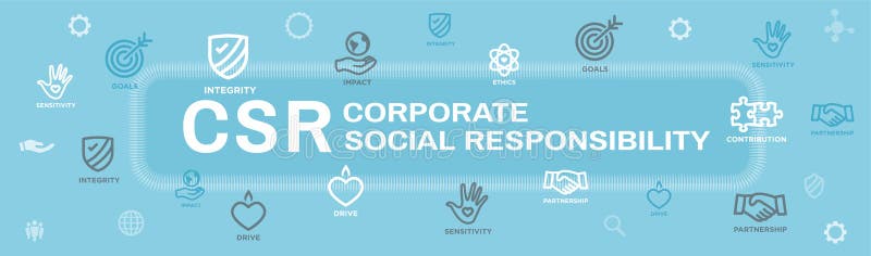 CSR-Social Responsibility Web Banner Icon Set and Web Header Ban Stock ...