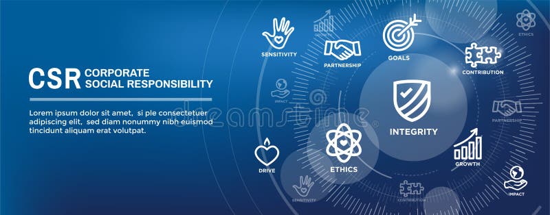 CSR-Social Responsibility Web Banner Icon Set and Web Header Ban Stock ...