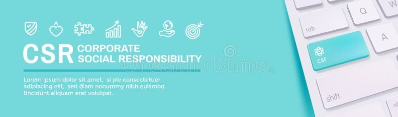 CSR-Social Responsibility Web Banner Icon Set and Web Header Ban Stock ...