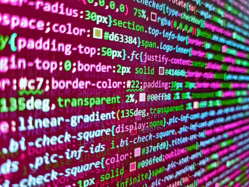 Css3 Code On A Colorful Background Script Procedure Creating Abstract Computer Script Source