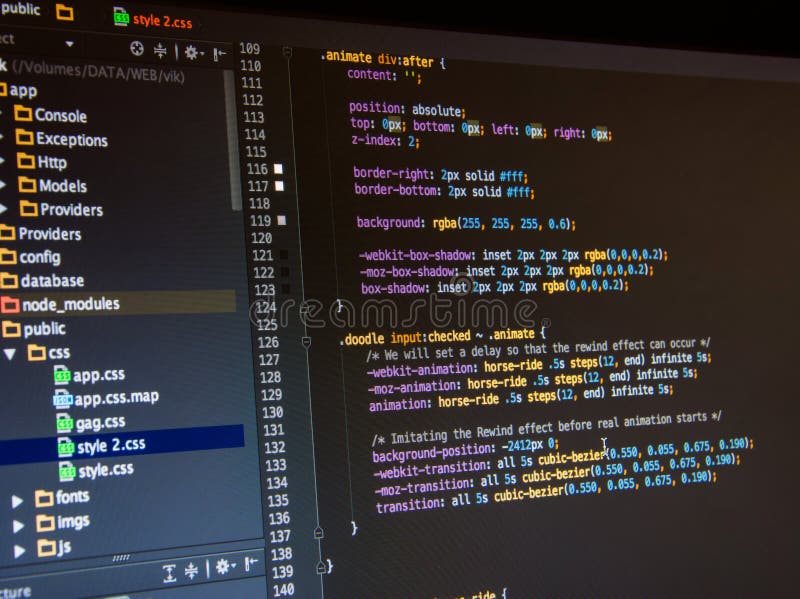 Css Stylesheet Code Splitting Of Html And Css In Editor Web Or Application Development