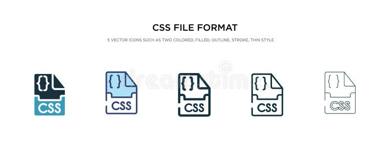 Css File Format Icon in Different Style Vector Illustration. Two Colored and Black Css File ...