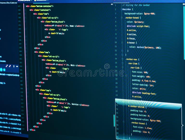 Css and Html Code on the Screen. Web Design Concept. Technology Source ...