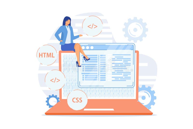 Css And Html Programming Languages Computer Programming Coding It Female Programmer Cartoon