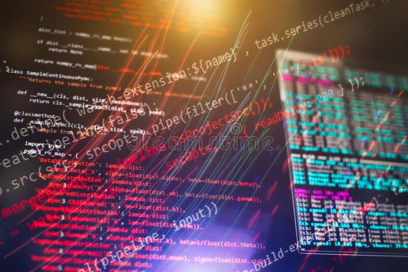 Css Javascript And Html Usage Monitor Closeup Of Function Source Code Abstract It Technology