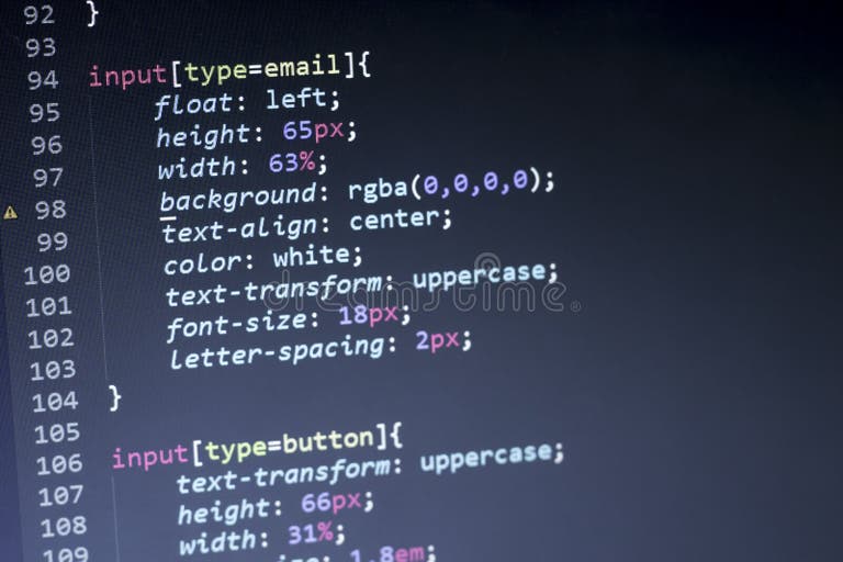 CSS Stylesheet Code. Computer Programming Source Code Abstract Screen of Web Developer. Digital ...