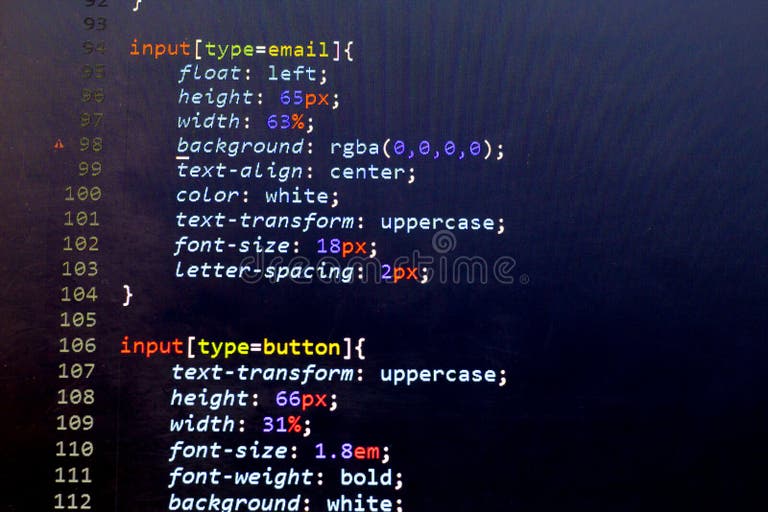 CSS Stylesheet Code. Computer Programming Source Code Abstract Screen of Web Developer. Digital ...
