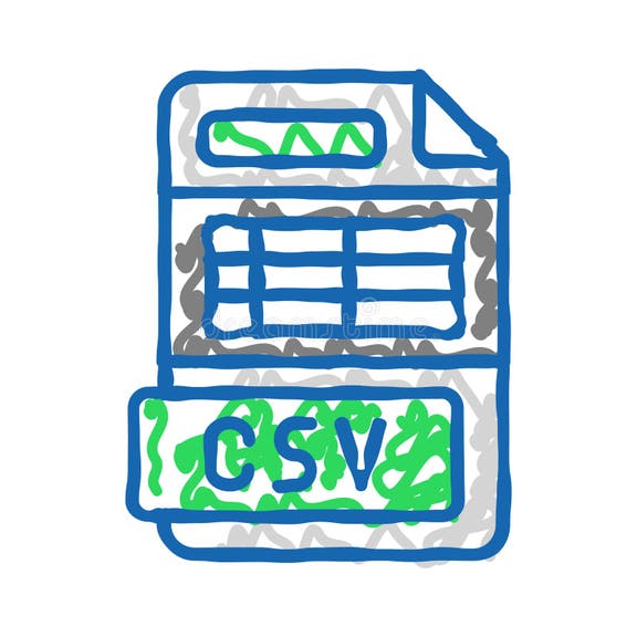 Csv File Format Document Icon Doodle Illustration Stock Illustration ...
